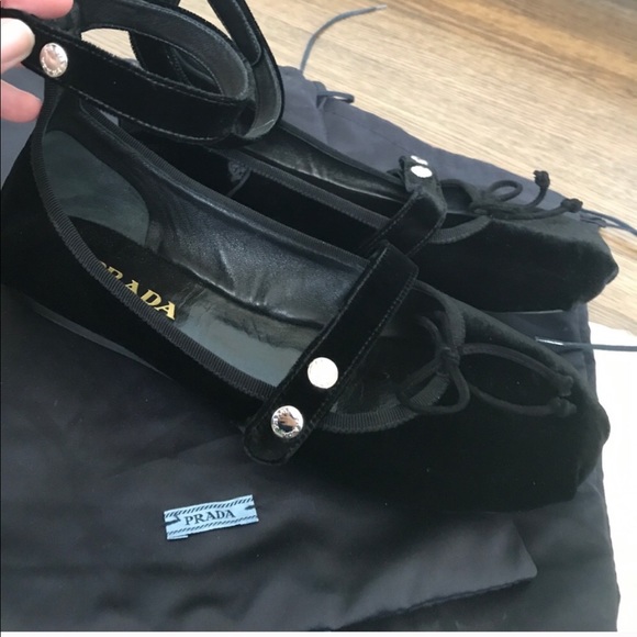 Prada | Shoes | Prada Snaps Ballet Velvet Shoes | Poshmark